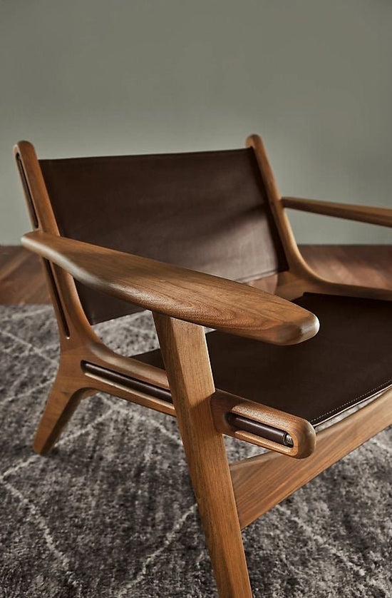 Lars Leather Lounge Chair - Teak Wood, Bangalore | Gulmohar – GULMOHAR ...